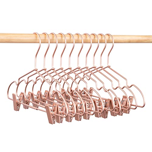 Koobay Metal Hangers Baby Clothes 12.5" Rose Gold Clips Hanger Children Kids Pants Hanger Display and Storage (30)
