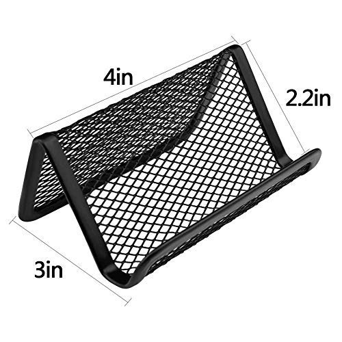 AKIRO 6 Pcs Black Metal Mesh Business Card Holder, Credit Name Card Case,Office Card Collection Organizers