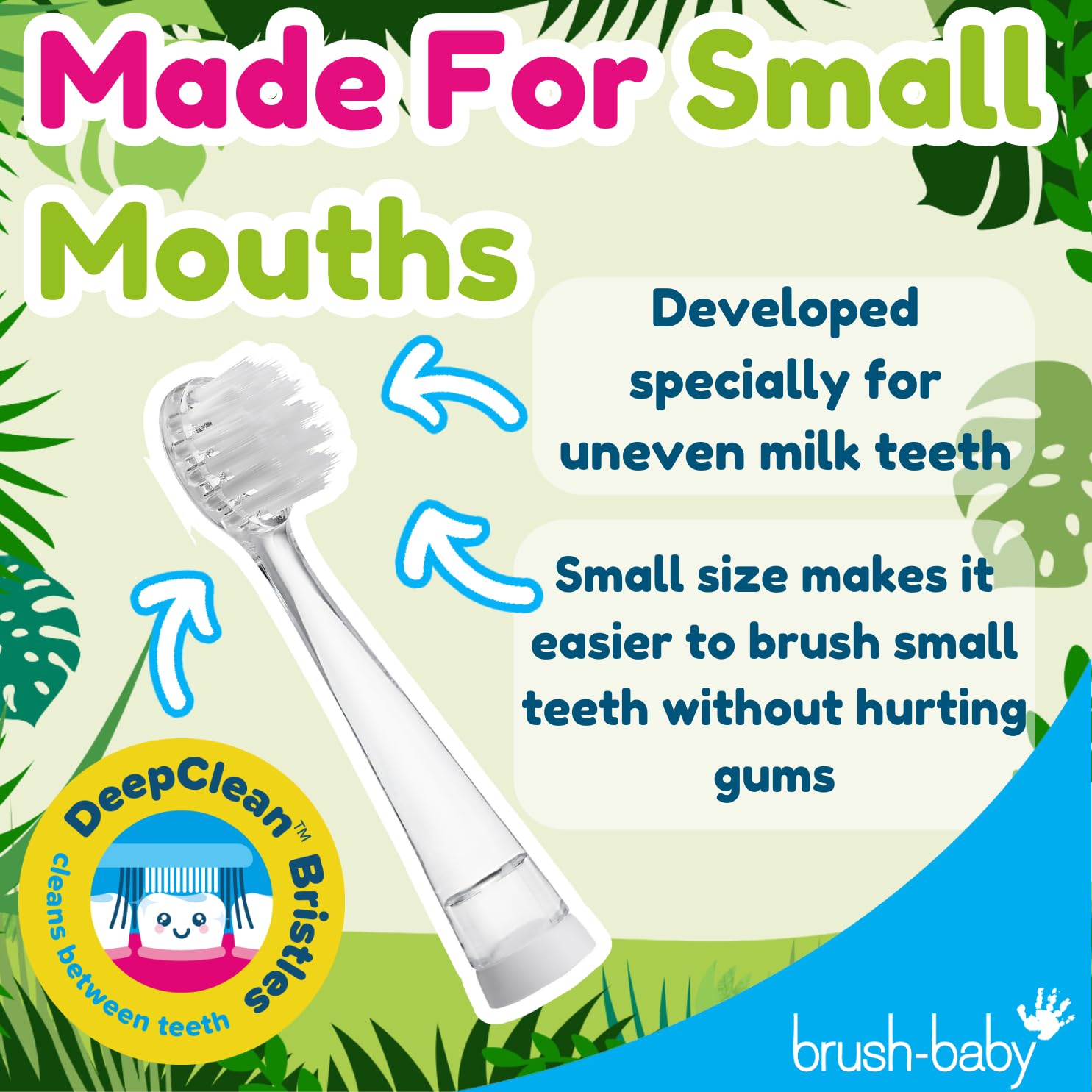 Brush-Baby WildOnes Replacement Brush Heads (for Ages 0-10 Years) Pack of 4 - Only Compatible with Wildones Toothbrushes