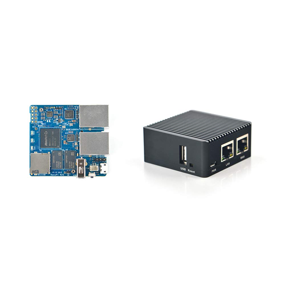 FriendlyElec Nanopi R2S(Black) Mini Portable Travel Router OpenWRT with Dual-Gbps Ethernet Ports 1GB DDR4 Based in RK3328 Soc for IOT NAS Smart Home Gateway