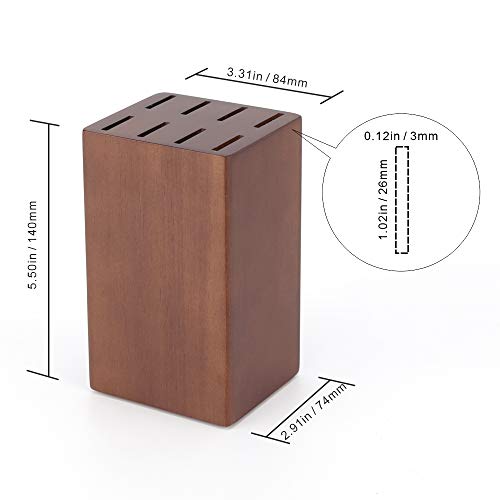 5.5“ Steak Knife Block Holder without Knives with 8 Slots - Eco-friendly Wooden Steak Knife Storage Block only - Space Saver-Compact Design Steak Knives Organizer -by KITCHENDAO