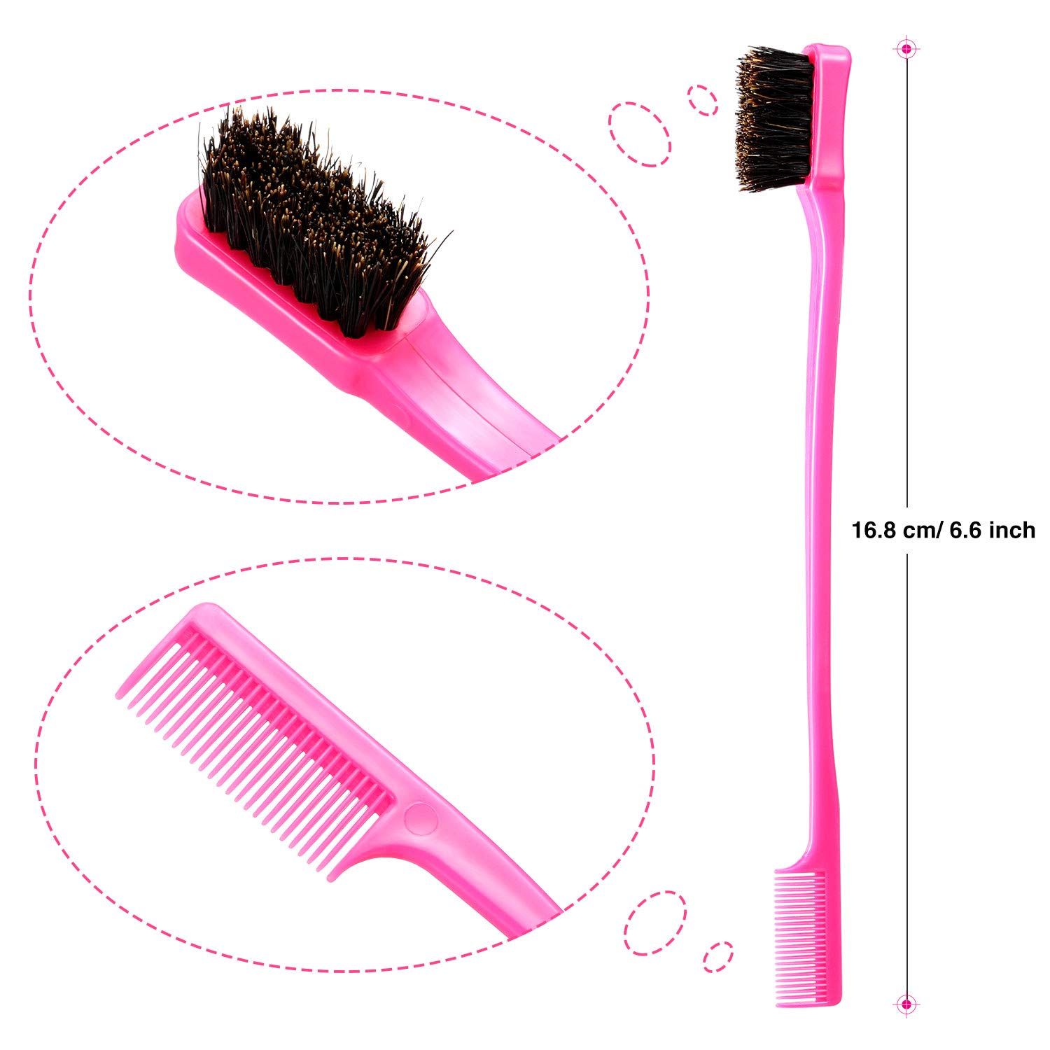 10 Pieces Hair Edge Brush Double Sided Control Hair Brush Comb Combo Pack Smooth Comb Grooming, 5 Colors
