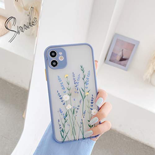 Ownest Compatible for iPhone 12 Pro Case for Clear Frosted PC Back 3D Floral Girls Woman and Soft TPU Bumper Silicone Slim Shockproof Case Only for iPhone 12 Pro-Purple