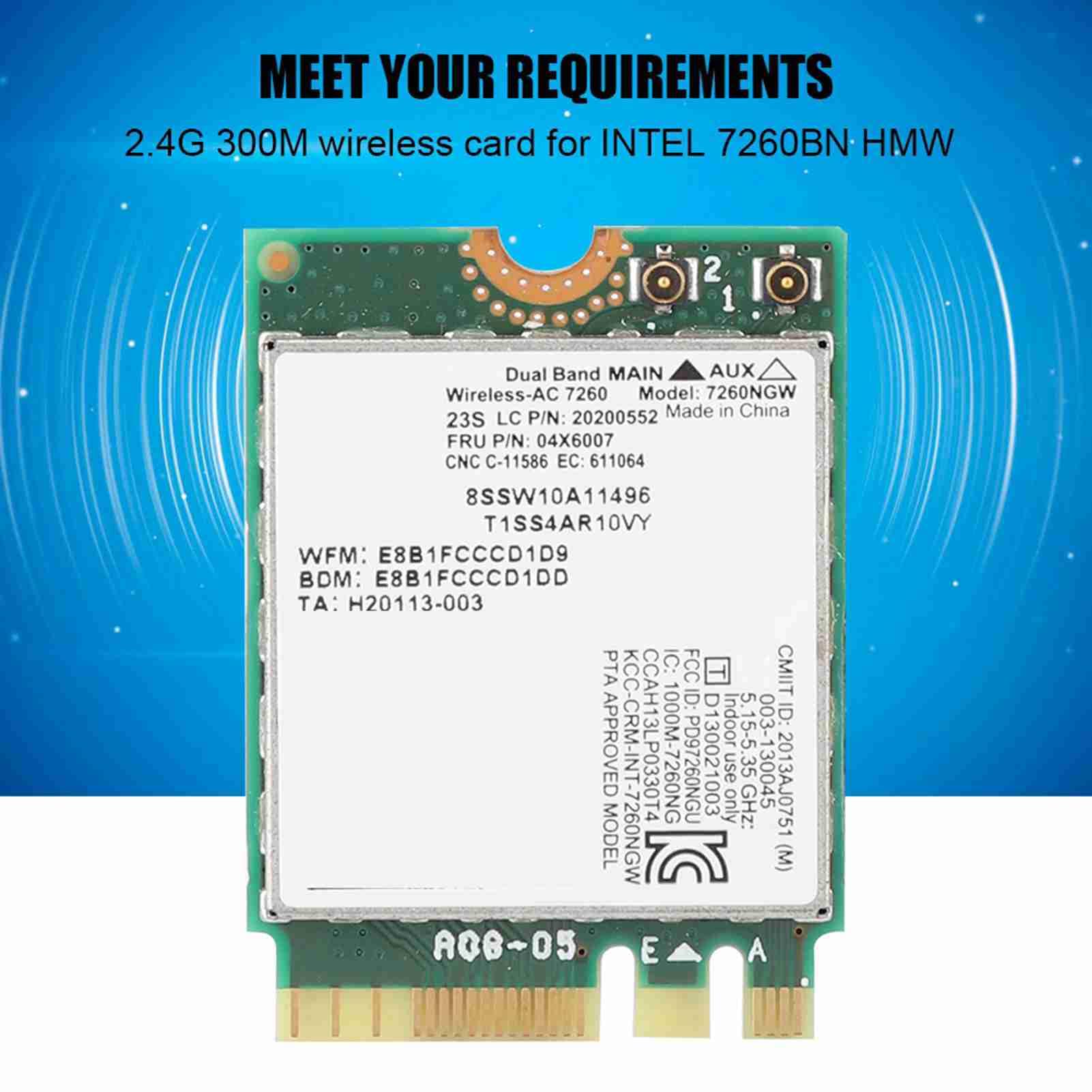 ASHATA 2.4G 5G Network Card for Intel 7260 AC 867Mbps NGFF M2 WiFi Card Laptop Network Adapter for ThinkPad T440 T440S T440P X230S X240 X240S L440 W540 etc