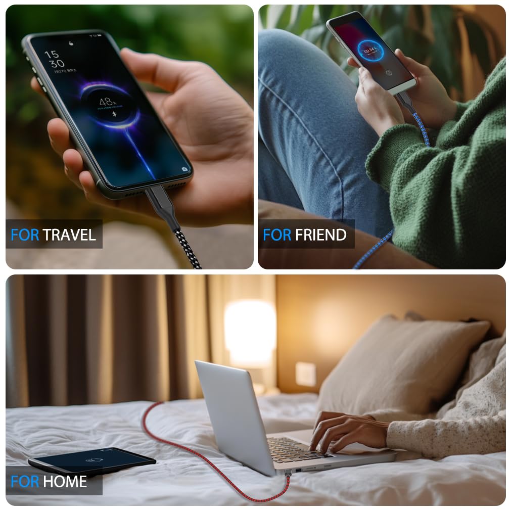 3-Pack 6FT Micro USB Cable Android Charger Cord,Long Braided Fast Micro-USB Charging Cable Compatible with Fire Tablet, Kindle,Samsung Galaxy S7 S6 J7 Tab A E 4,PS4 Xbox LG K40 K20 Moto E4 E5 E6 Phone
