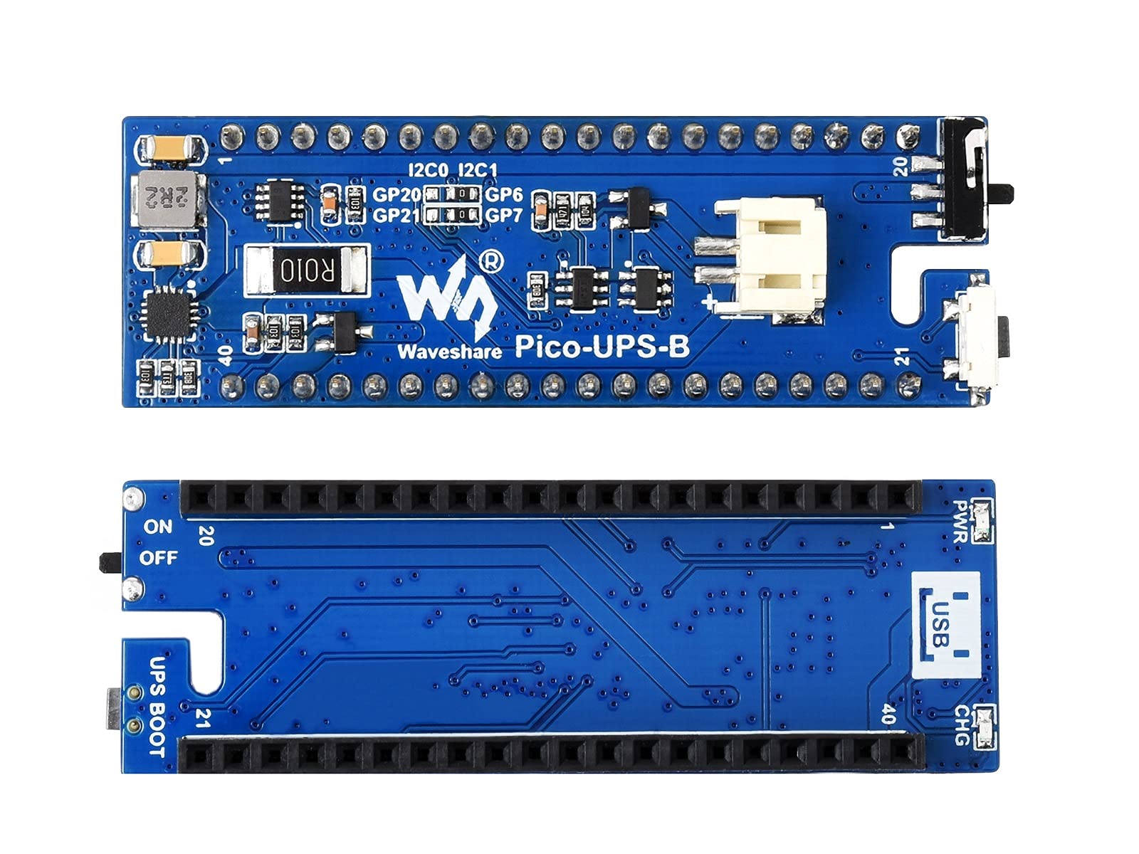 UPS Module B for Raspberry Pi Pico Board Uninterruptible Power Supply UPS HAT Power Management Expansion Board 5V,Monitoring Battery Operating Status via I2C Bus
