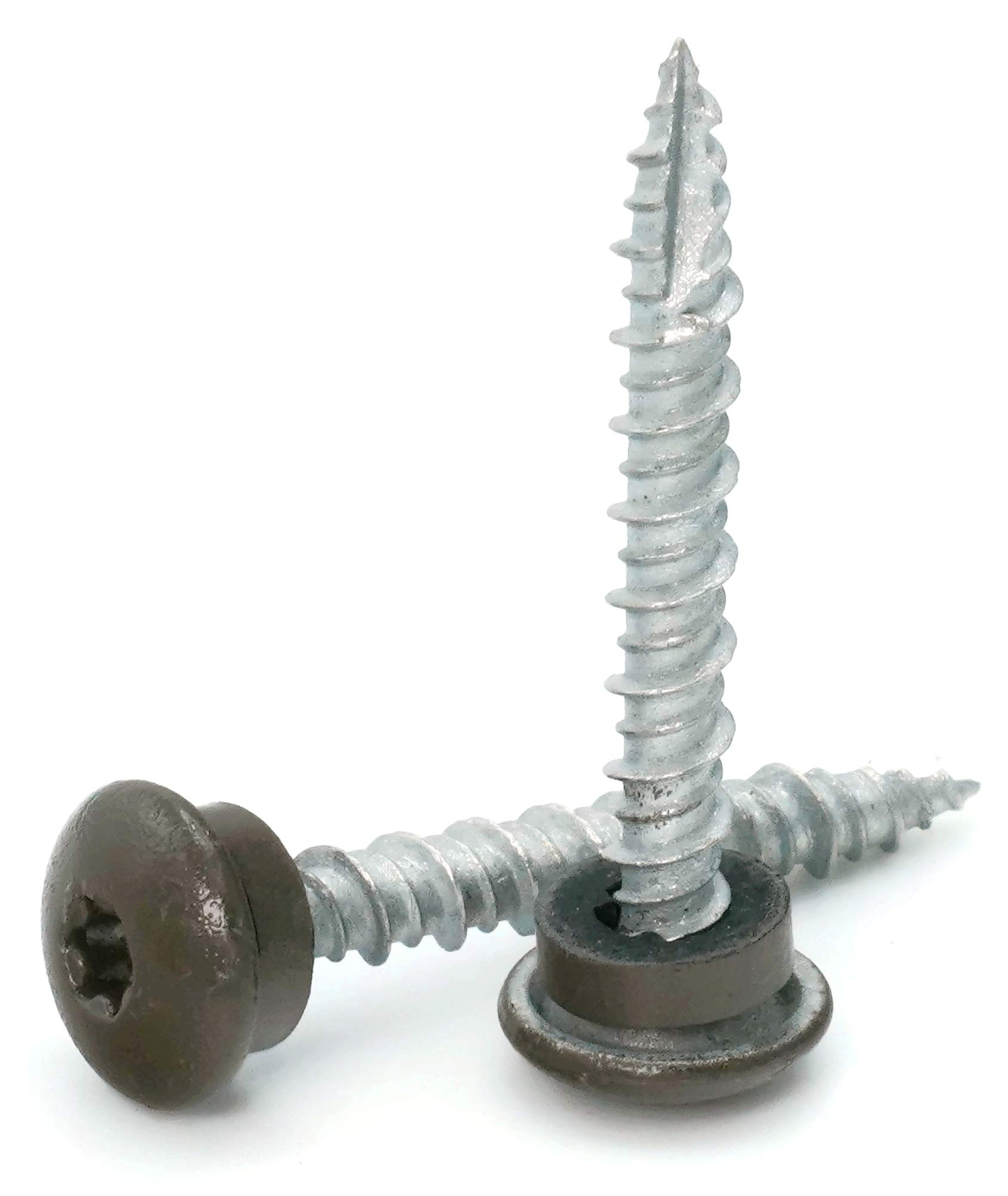 Low Profile Mechanical Galvanized Roofing Screws Bronze Finish - #10 x 2" Qty 100