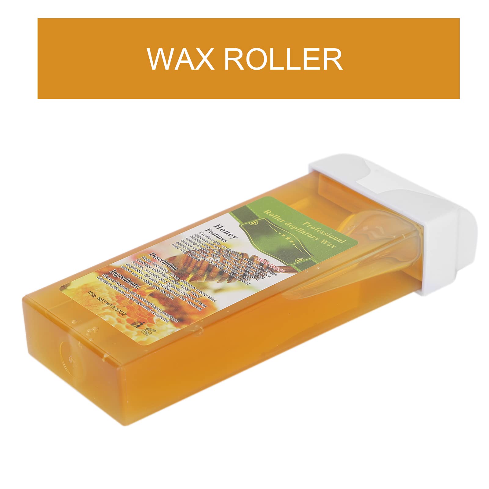 Roll-On Wax Cartridge for Hair Removal 100g Roller Depilatory Wax for Body Legs Arms Armpit Hair Removal Professional or Home Uses(Honey)