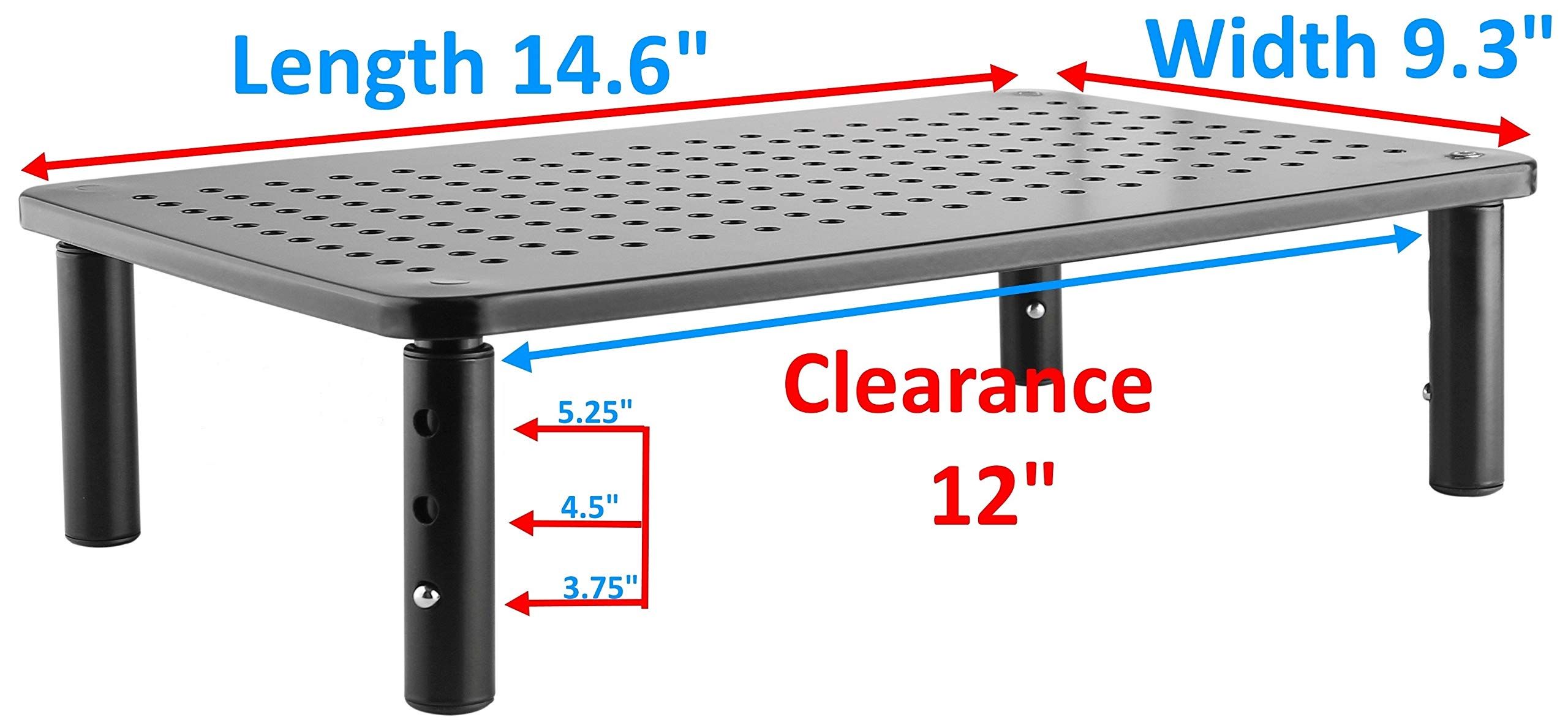 3-Pack Premium PC Monitor & Laptop Stand with Sturdy, Stable Black Metal Construction. Fashionable Riser is Height Adjustable with Non-Skid Rubber. Perfect for Computer Monitor, iMac or printer Shelf
