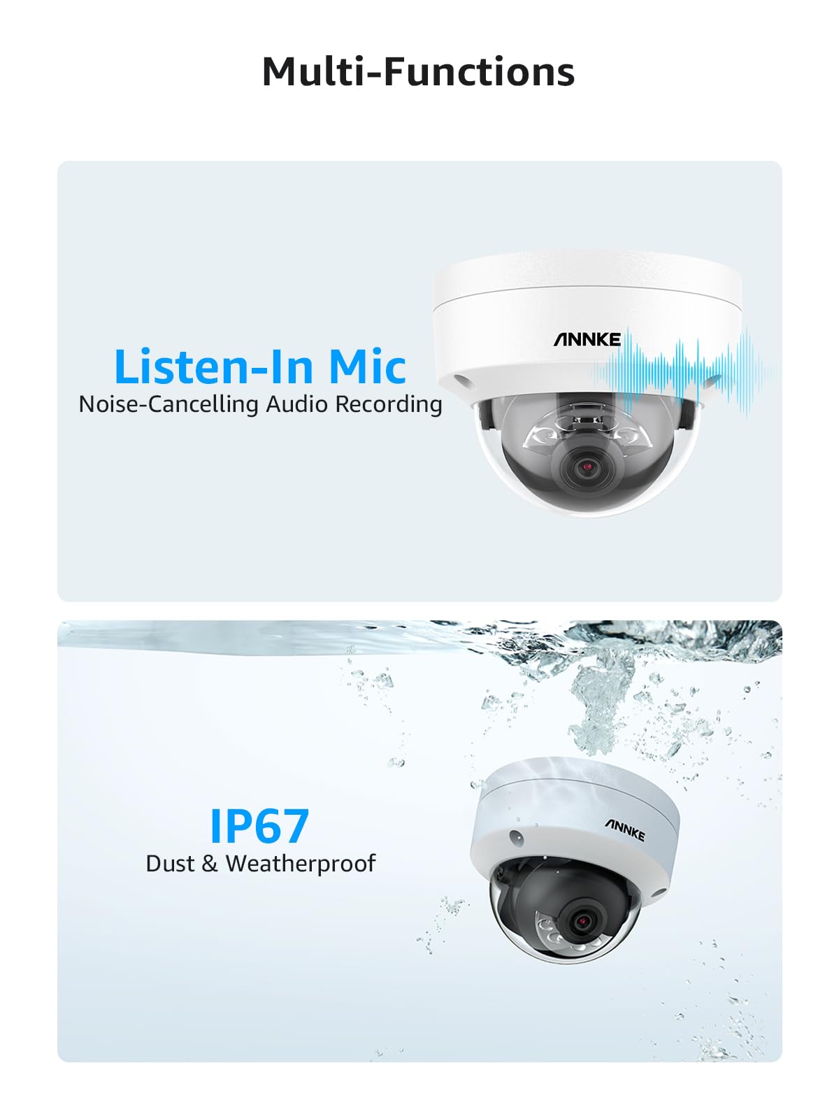 ANNKE 4K 16CH PoE Camera System, H.265+ 12MP NVR, 8X 8MP Wired Dome Security IP Cams, AI Motion Detection, Built-in Mic, 4TB HDD, Spotlight Color Night Vision, Compatible with Alexa, Not PTZ