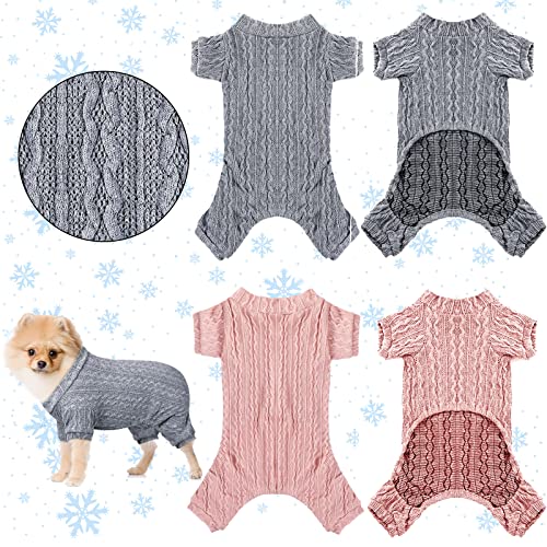 2 Pcs Dog Sweaters Knitted Puppy Pajamas Cat Sweater Pullover for Dogs Thermal Doggie Winter Clothes Christmas Holiday Knitwear Pet Apparel for Small Medium Dogs Puppies, Pink and Grey (Large)