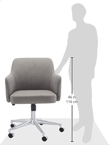Amazon Basics Upholstered Home Office 360 Degree Swivel Rolling Desk Chair with Arms and Adjustable-Height - Light Gray, 25"D x 23.25"W x 36.25"H