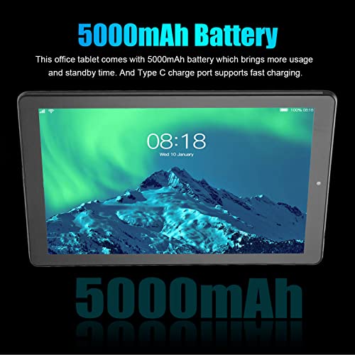 10.1 Inch Tablet, 5G WiFi Black Tablet PC 100-240V 2MP Front 5MP Rear for Android 10 for Study (US Plug)