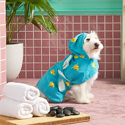 Barkbox Premium Absorbent Hooded Dog Bathrobe Towel - Quick Drying Pet Towel for Bath & Beach Trips - Luxurious & Soft Bathrobe Towel for Dogs of All Breeds - Rubber Duck - Large