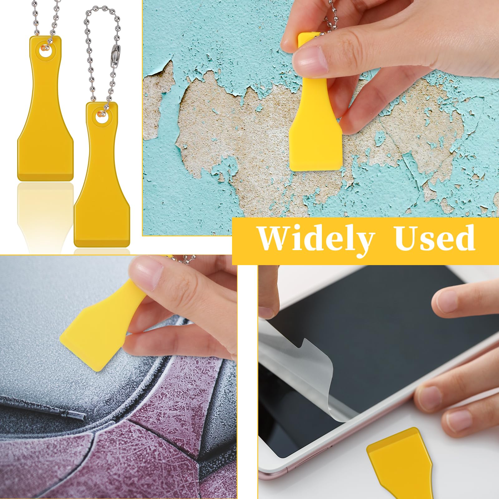 10 Pcs Lottery Scratcher Tool Lotto Ticket Scratcher Lottery Ticket Scratcher Tool Plastic Scraper Tool Keychain Scoop Shape Lotto Scratcher Keyring Scraper for Label Sticker Remover Tool Yellow