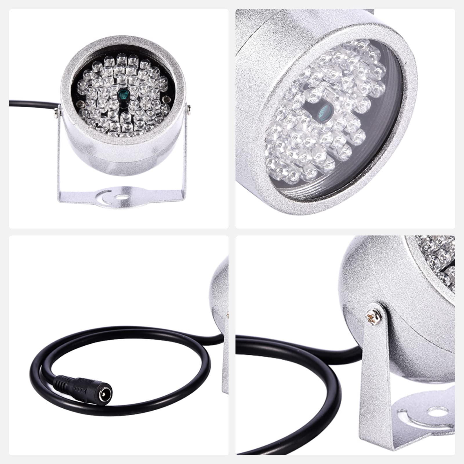 ASHATA IR Illuminator, 48 LEDs Night Vision IR Infrared Light for Security Camera CCTV and IP Camera, 60 Degree Wide Angle, Waterproof, Illuminating Distance of 16 to 66ft, Auto Light on Sensor