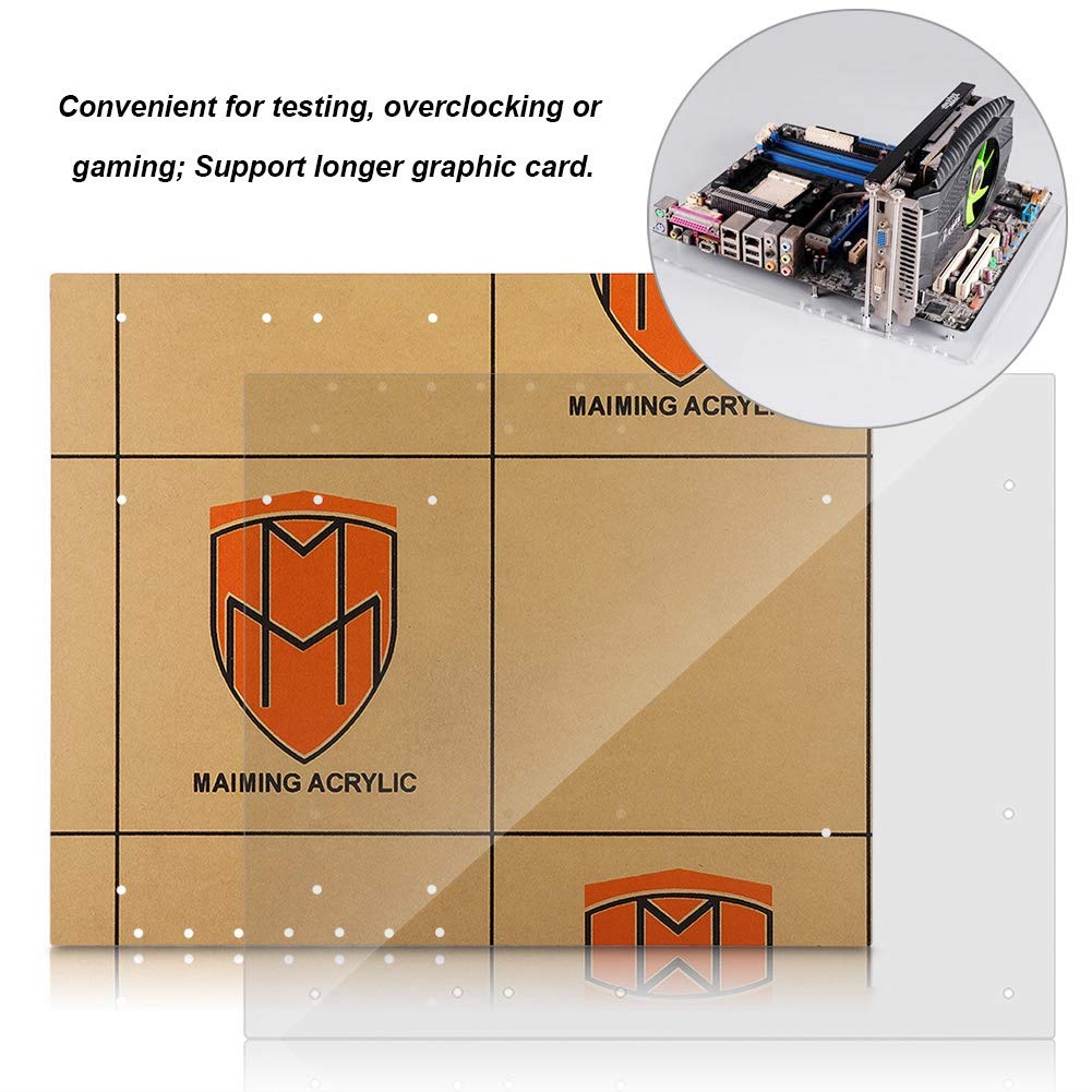 ATX PC Open Frame ATX Test Bench Motherboard Overclock Computer Case DIY Mod Base Chassis for ATX Mothboard, 4mm Transparent Acrylic Frame PC Test Bench for Testing, Overclocking or Gaming