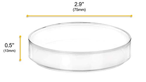 12PK Plastic Petri Dishes with Lids - 2.9" Diameter, 0.5" Depth - Molded in Polypropylene - Reusable, Autoclavable - Translucent - Eisco Labs