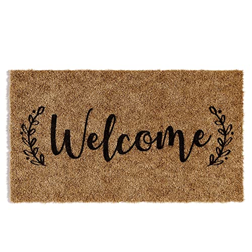 Barnyard Designs 'Welcome' Doormat Welcome Mat for Outdoors, Large Front Door Entrance Mat, 30x17, Brown
