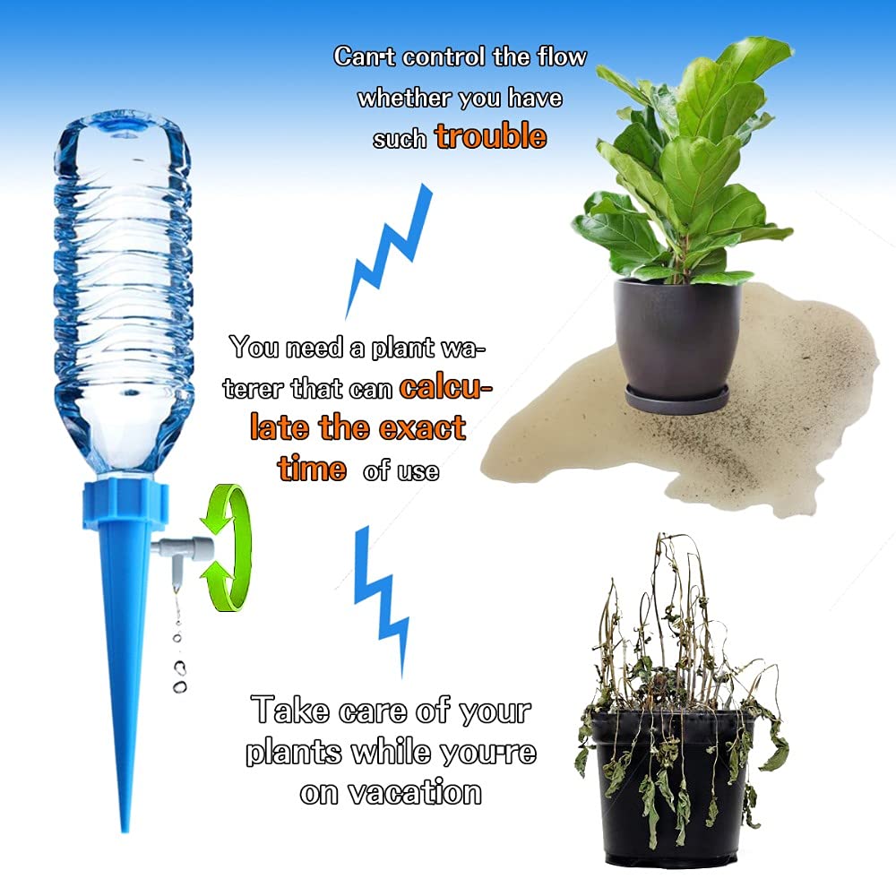 ArtnIndia 12PCS Plant Self Watering Spikes Devices Automatic Irrigation Equipment Watering with Slow Release Adjustable Control Valvethe On Off for Outdoor and Vacation Plant Watering