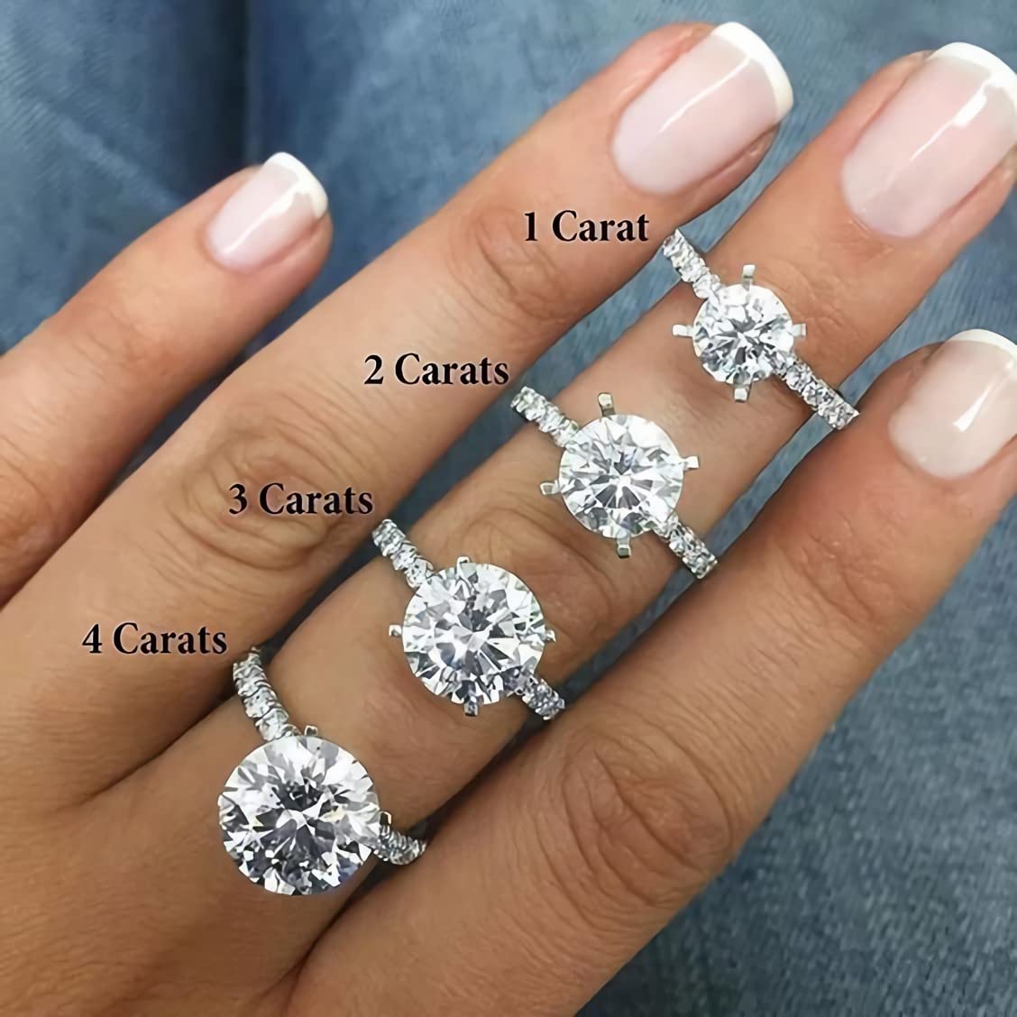 3.2 Carat (ctw) moissanite engagement rings for women Platinum Plated Silver ring moissanite rings- 8