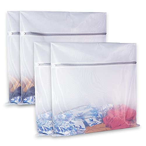 Laundry Mesh Bag-Heavy Duty Fine Mesh Wash Bag for Washing Machine-Supper Zipper Net Laundry Bag for Travel,Lingerie,Sweater,Garment,Undergarment 4(24Inch×24Inch)Fine mesh