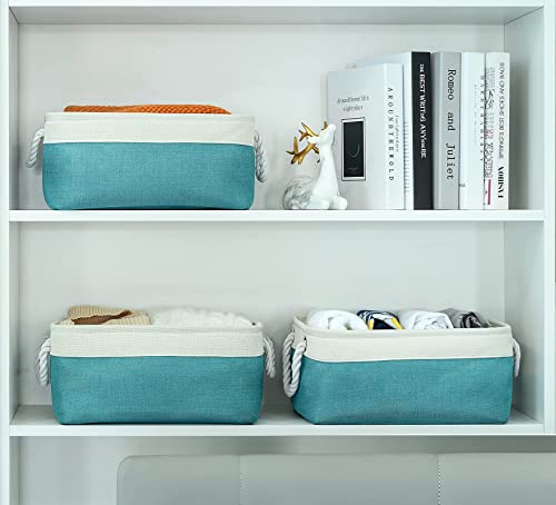 Tegance Storage Baskets Bins for Organizing, Foldable Sturdy Fabric Basket W/Handles, Large Rectangular Decorative Storage Basket for Shelves Nursery Closet Toy Blanket (3 Pack 15.7x11.8x8.3)…