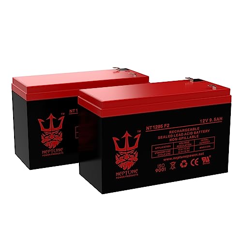 12V 9.5Ah SLA Replacement Battery for 12V 7Ah, 8Ah, 9Ah with F2 connectors + Longer battery run-time - 2 Pack