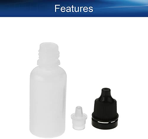 1/2 oz (15ml) LDPE Plastic Thin Tip Dropper Bottles, Small Empty Squeeze Dropper Bottles - Solvents, Essential Oils, Eye drops, Saline, Arts and Crafts -BPA Free -pack of 6 with mixed color caps