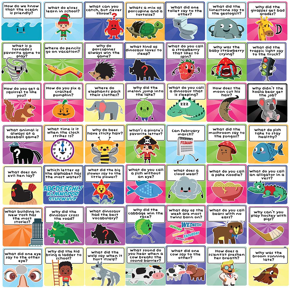 150 Joke Cards for Kids - Lunchbox Notes - Inspirational Motivational Cards for Children - Jokes and Puns for Boys and Girls - Great for Parties, Schools, Bake Sales, Picnics