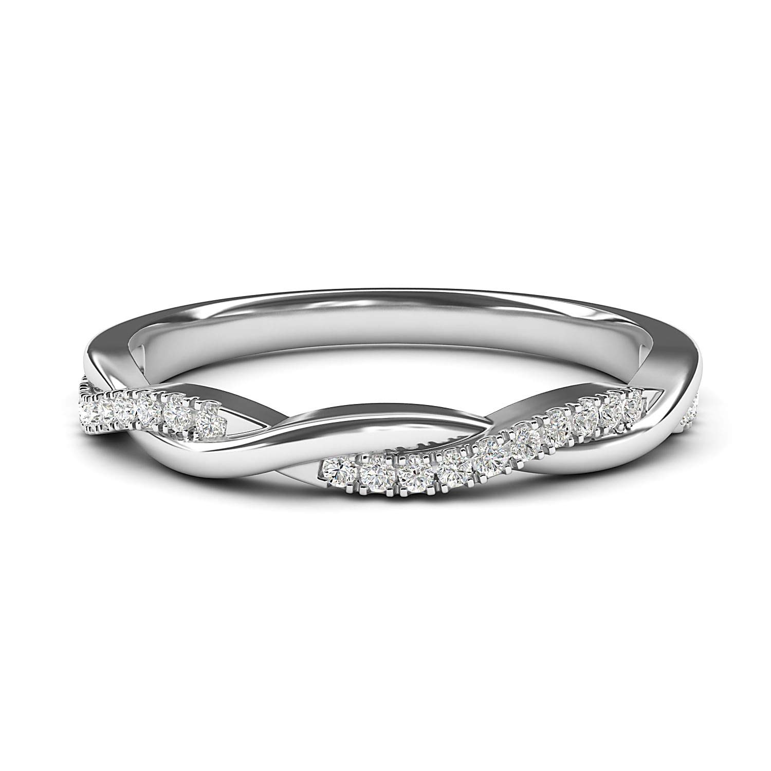 14k White Gold 2.5mm Petite Twisted Vine Genuine Moissanite Ring Wedding Band Matching Ring (7)