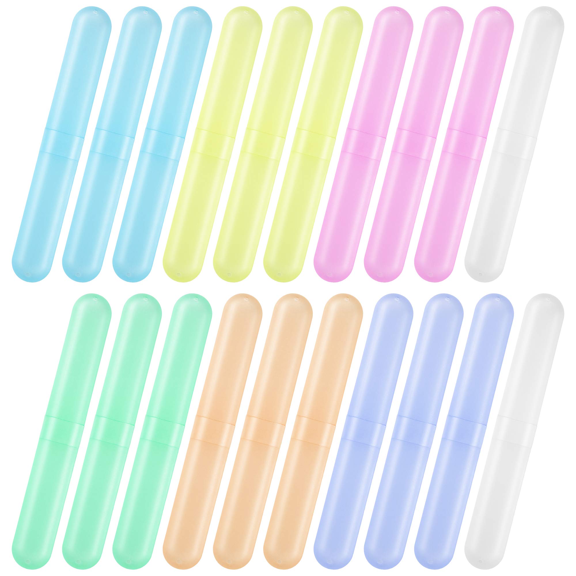 20 Pcs Travel Toothbrush Case Holder, Plastic Portable Toothbrush Storage, 7 Assort Color Toothpaste Case Cover Protector, Great for Travel, Business, Camping, School Use (Multicolor)