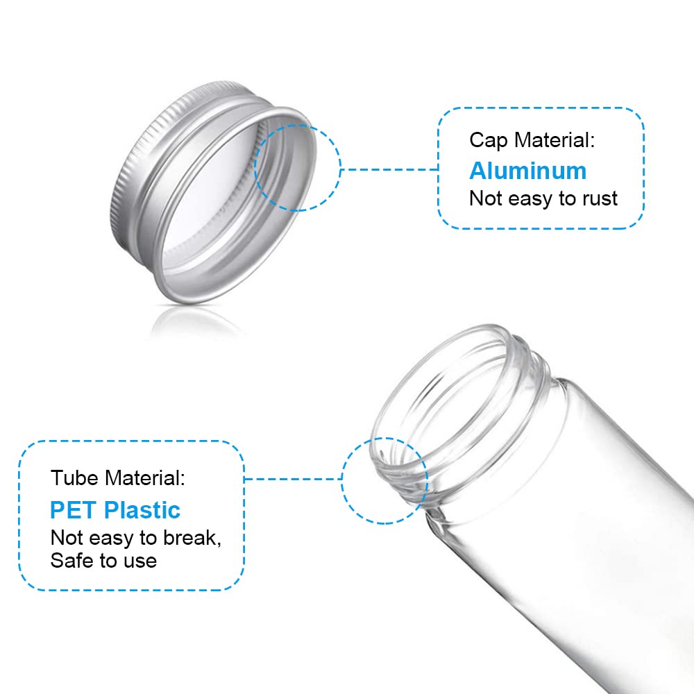 20 Pcs 115ml Test Tubes,Clear Clear Plastic Test Tubes with Caps for Candy,Bath Salts,Spices,Dried Flowers and Party Decor
