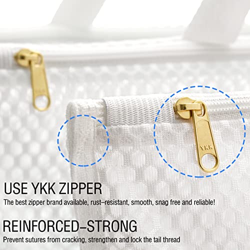 Tenrai Laundry Bag Mesh Wash Bag,Use YKK Zipper,Tote Bag Bathroom Hanging, Bra Fine Mesh Wash Bag for Underwear 3 Bags(3L Cellular Mesh)