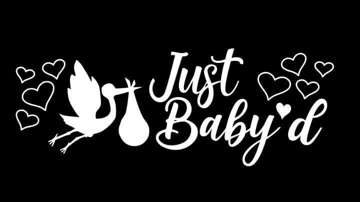 Just Baby'd - Welcome Baby Banner for Leaving Hospital, Baby's First Car Ride Sticker - Celebration & Commemoration, Rear Window Decal Kit - Easy Configuration