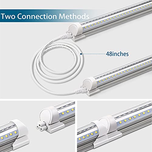Barrina 8FT LED Shop Light, 72W 9000LM 6500K, Clear Cover Linkable LED Tube Lights, Integrated T8 Light Fixture, V Shape LED Ceiling Lights for Garage, Warehouse, Workshop, 6 Pack