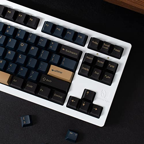 169 Keys Double Shot Keycaps Cherry Profile Blue Samurai Keycaps for 61/64/87/104/108 Cherry Mx Switches ISO ANSI Layout Mechanical Keyboard