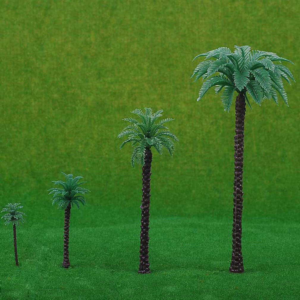 10 Pcs Miniature Coconut Trees Plastic Palm Tree Scenery Model for DIY Craft Projects Train Railways Architecture Landscape