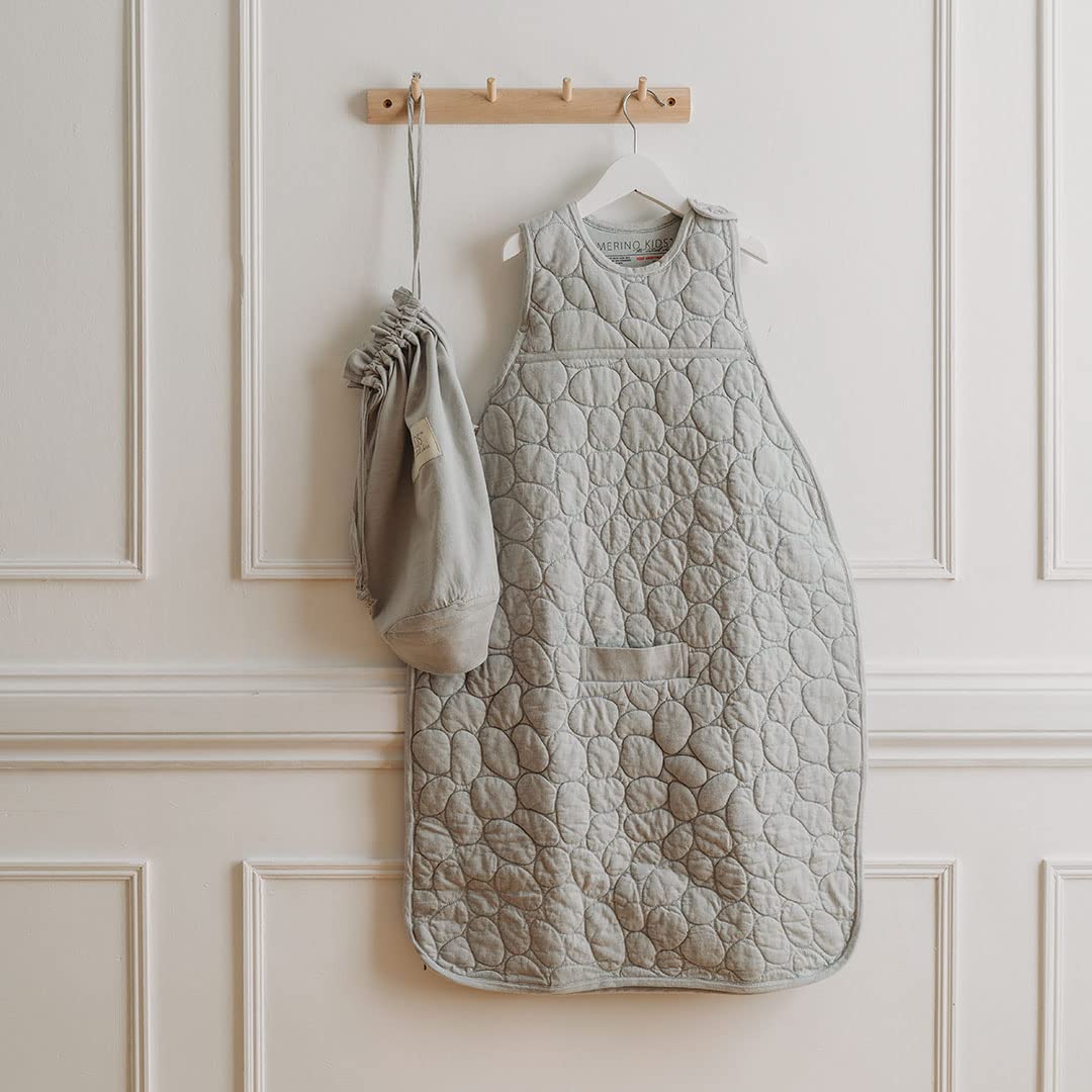 Merino Kids Winter-Weight Quilted Baby Sleep Bag for Toddlers 2-4 Years, Riverstone - Light Grey