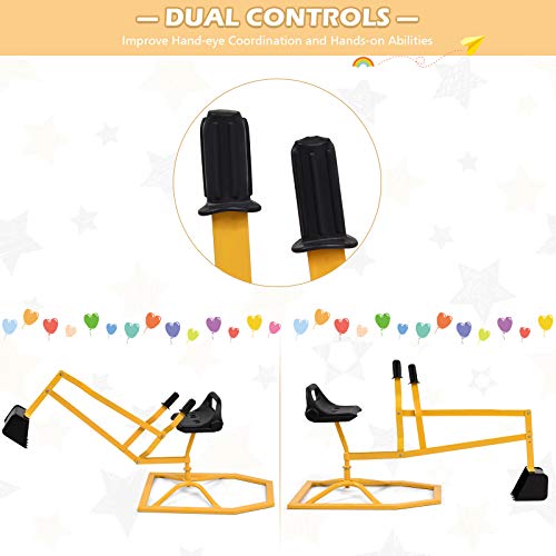 GLACER Sandbox Digger, 360° Rotation Kid Excavator Toy Crane with Base, Steel Outdoor Play Digging Toys for Sand, Dirt, Snow, Beach, Ride on Sand Digger for Kids…