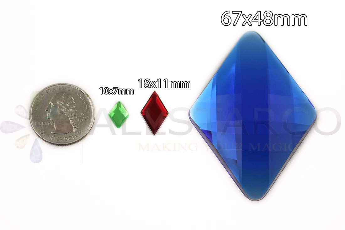 11x18mm Flat Back Diamond Acrylic Rhinestones Plastic Gems for Jewelry Making Costume Jewels Cosplay Embelishments - 35 Pieces (Red Ruby H103)