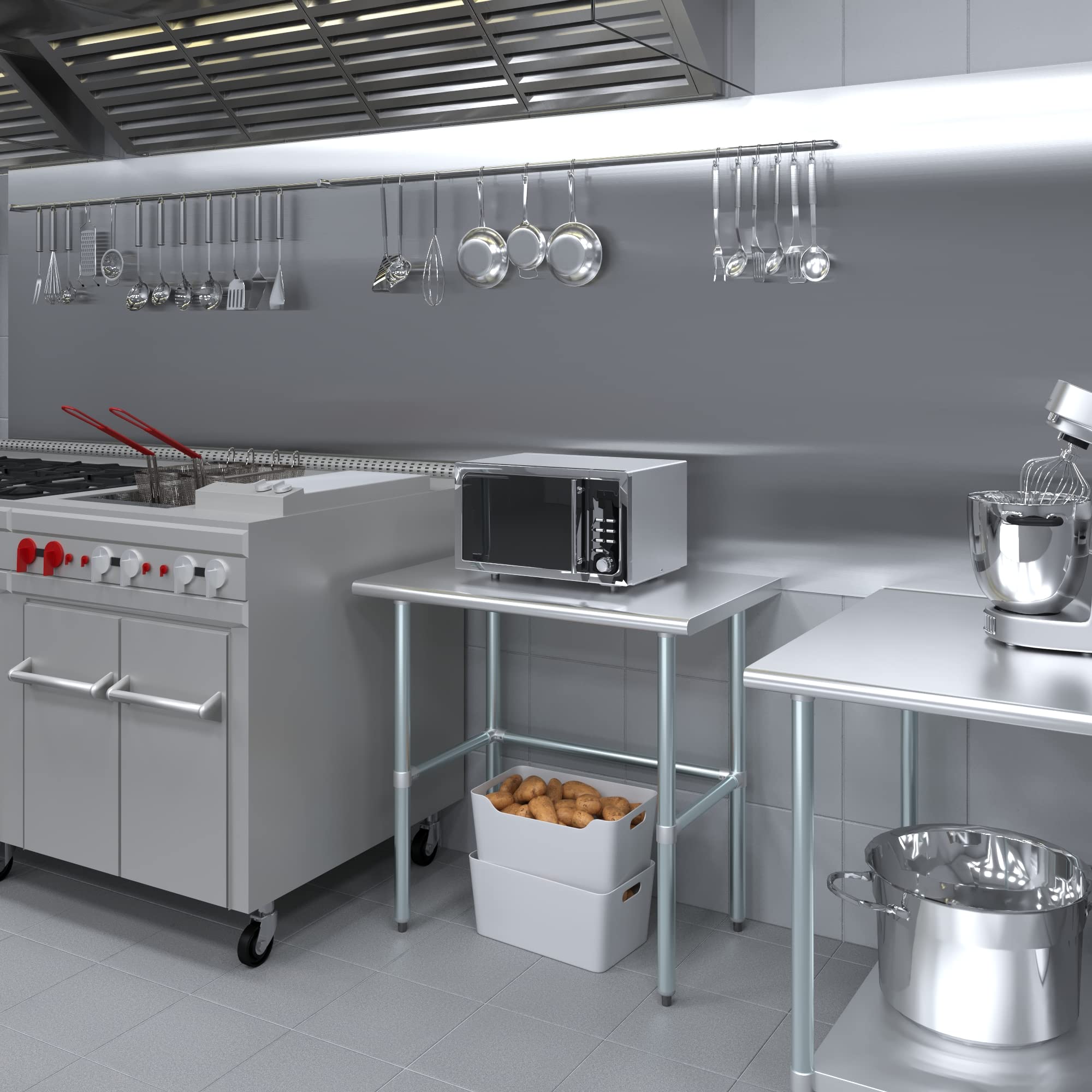 24 in. x 36 in. Open Base Stainless Steel Work Table | Residential & Commercial | Food Prep | Heavy Duty Utility Work Station | NSF