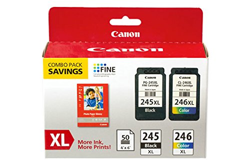 Canon 8278B005 Inks & Paper Pack, PG245, CL-246 XL, 50 Sheets, 4 x 6 and PG-245XL High-Yield Black Ink Cartridge