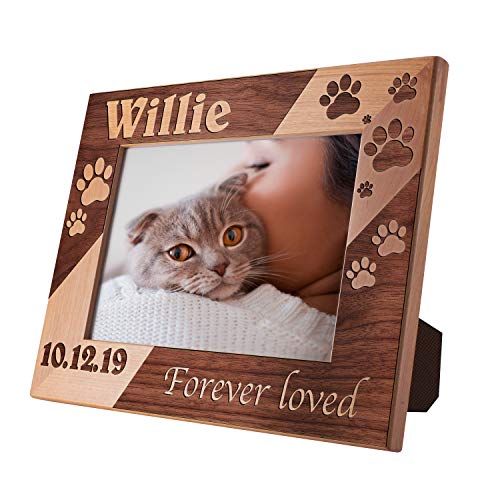 Be Burgundy Memorial Pet Picture Frames 5x7 - Forever Loved - Customized Pet Picture Frames, Pet Loss Gift, A Beautiful Remembrance Gift for a Grieving Pet Owner