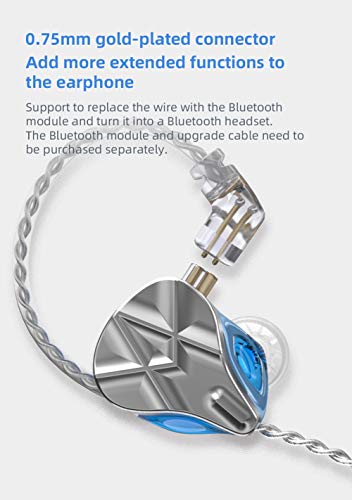KZ ASF in-Ear Monitors, 5BA per Side HiFi Stereo Noise Isolating Sport IEM Wired Earphones/Earbuds/Headphones with Detachable Cable 2Pin 0.75mm (with Mic, Silver&Blue)