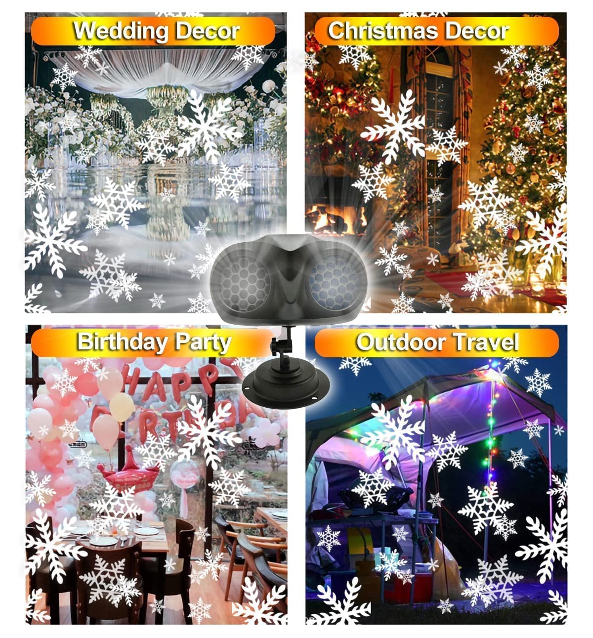 2022 Snowflake Projector Lights Remote Controlled, Upgraded Rotating Snowfall LED Lighting Projector Landscape Waterproof for Garden Patio Indoor Home Wedding Party Holiday Decorations