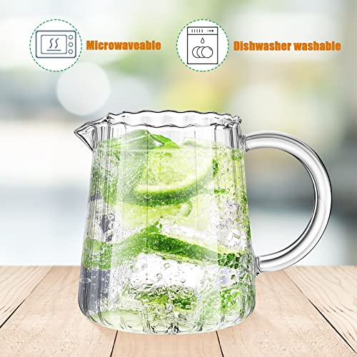 2 Pcs Small Glass Pitcher Elegant Shaped Crystal Glass Creamer Pitcher Glass Tea Pitcher Coffee Milk Creamer Pitcher Creative Milk Frothing Pitcher Milk Frother Cup Creamer Jug(Wave Style)