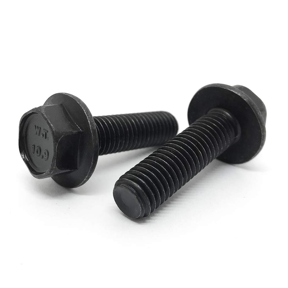 15 PCS M12-1.75x30 MM Metric Hex Flange Bolts Grade 10.9 Screws Phos & Oil