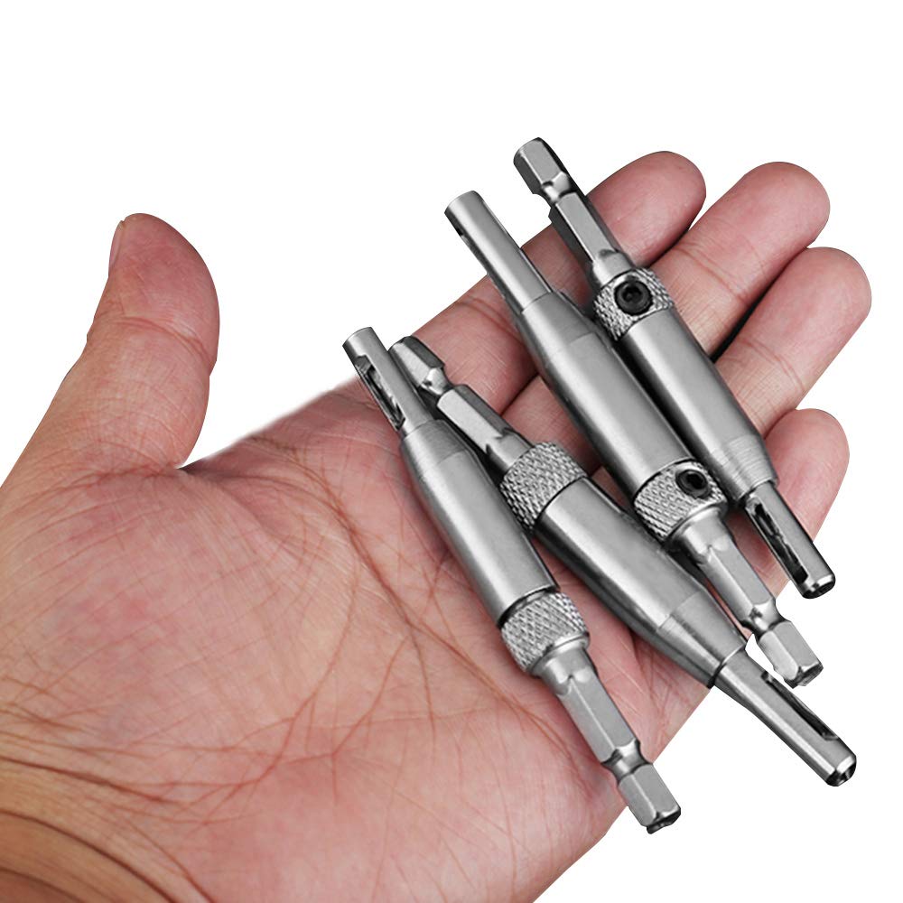AFUNTA 8 pcs Center Drill Bit Set,Self Centering Hinge Tapper Core Hole Puncher Woodworking Tools for Cabinet Door 5/64'' 7/64'' 9/64'' 11/64'' 13/64'' 5mm 1/4'' with 1 pcs Hex key