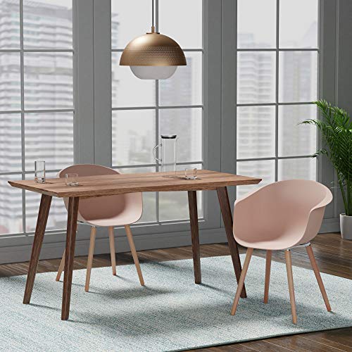 Amazon Brand - Rivet Alva Modern Curved-Back Plastic Dining Chair, Set of 2, 23.2"W, Nude Pink